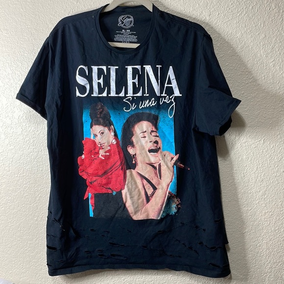 selena | Tops | Selena Official Merchandise Womens Black Tee Shirt Cuts ...